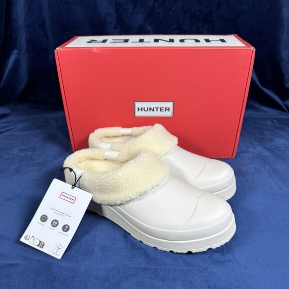 Hunter | Shoes | Hunter Play Sherpa Insulated Clog Womens White Rubber ...